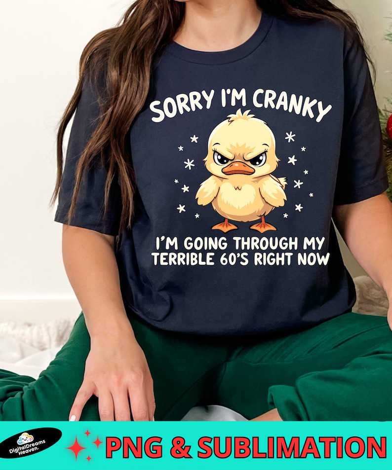 Funny Duck T-shirt Design PNG, Cranky Senior Humor Sublimation File ...