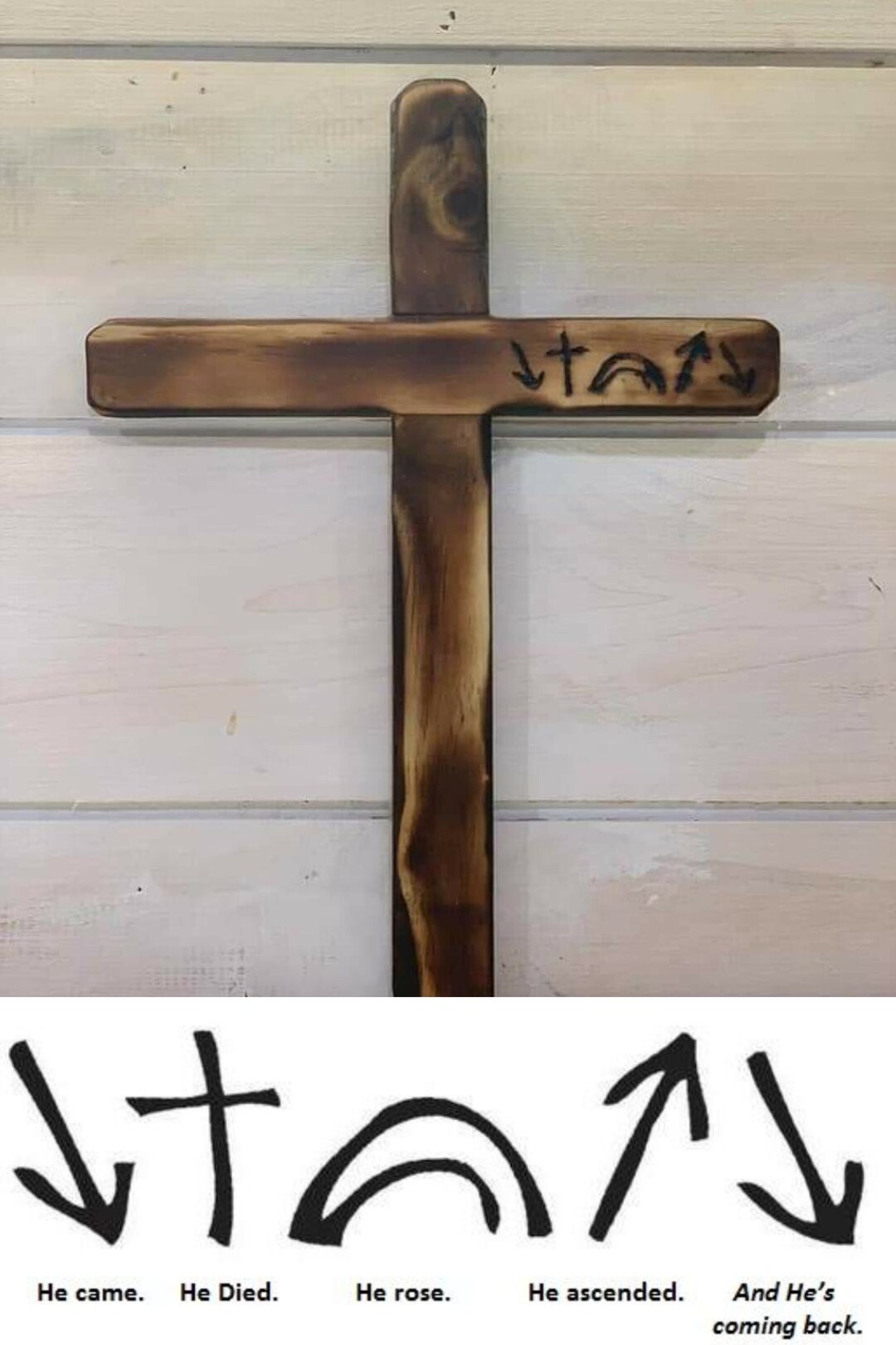 Charred Wood Cross W/ 5 Symbols of the Gospel of Jesus Christ. - Etsy