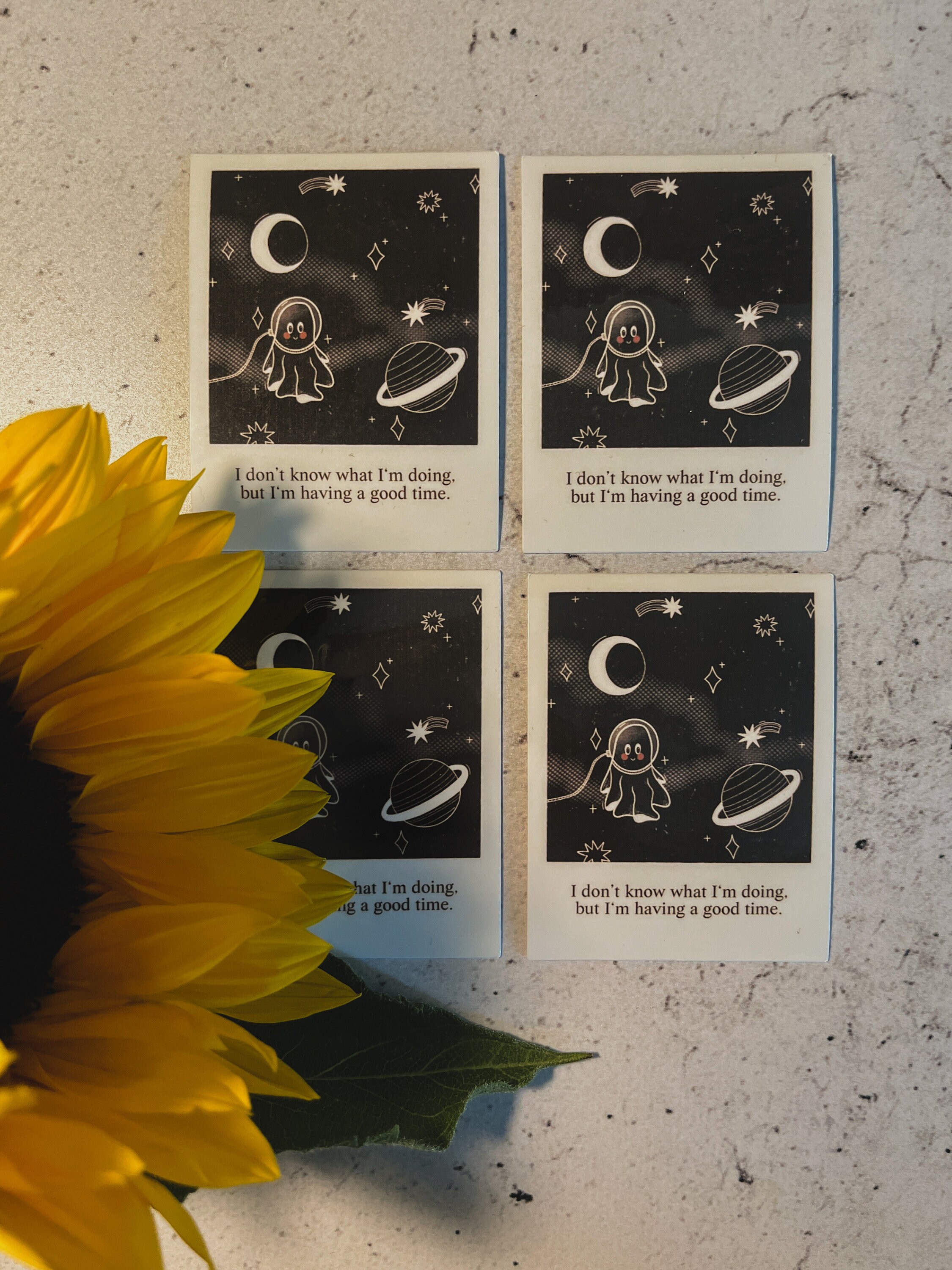 Positive Ghost in Space Sticker // Water-resistant Ghost Stickers ...