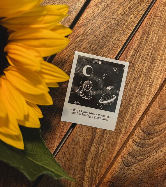 Positive Ghost in Space Sticker // Water-resistant Ghost - Etsy