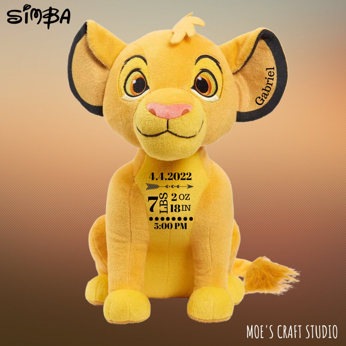 Personalized Disney Simba Plush Birthday Gift Birth - Etsy