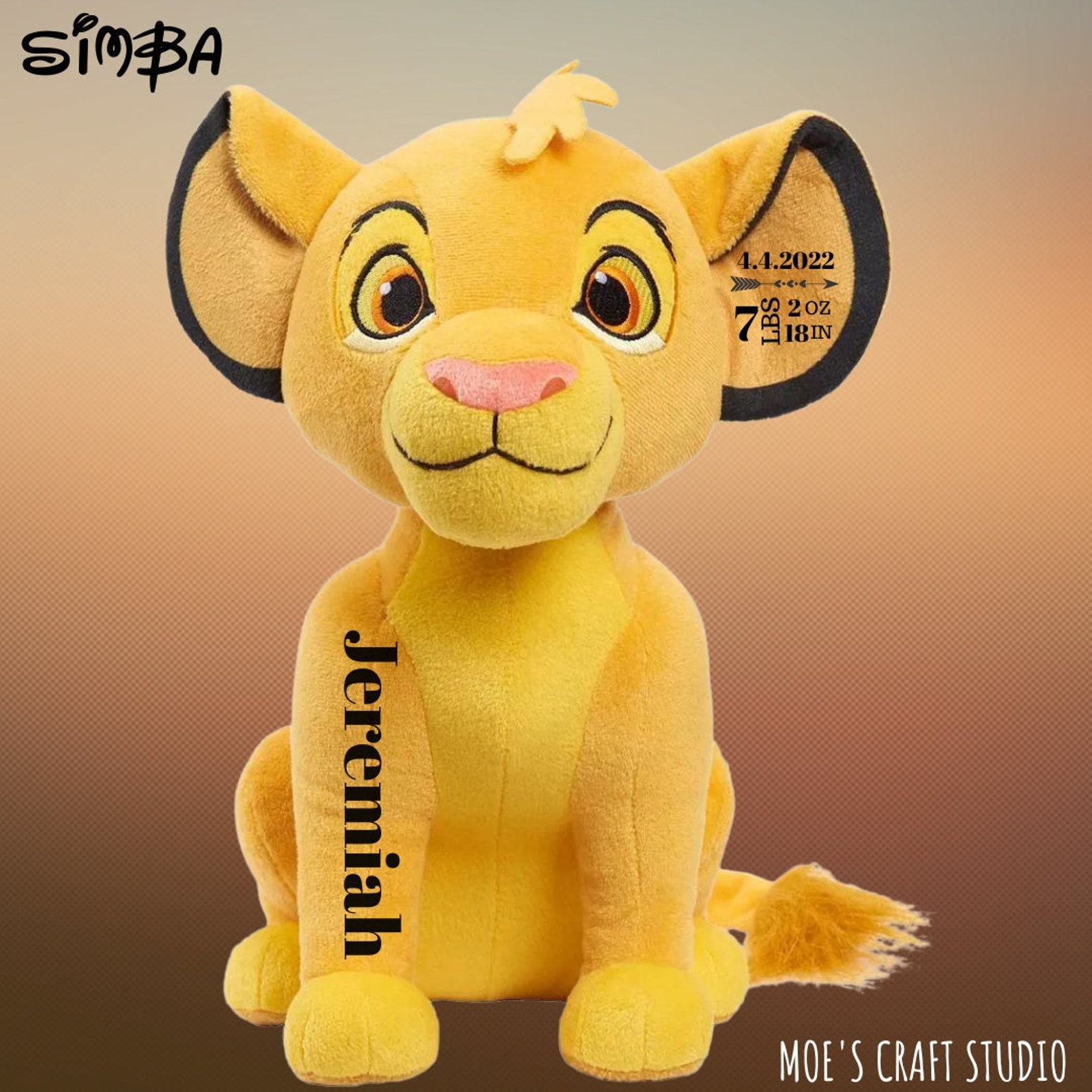 Personalized Disney Simba Plush Birthday Gift Birth - Etsy