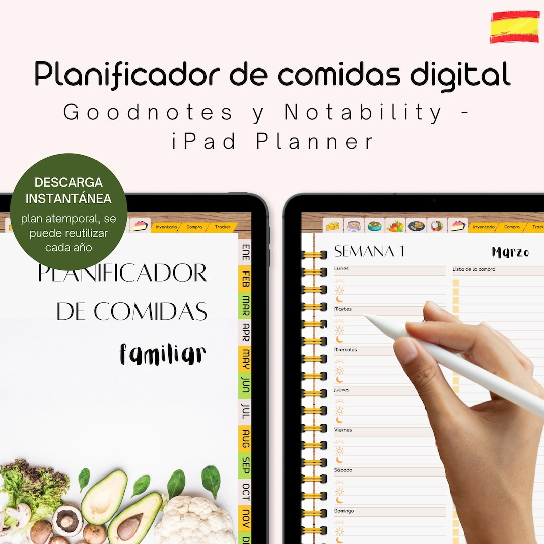 PLANIFICADOR de COMIDAS DIGITAL para tablet Goodnotes y Notability ...
