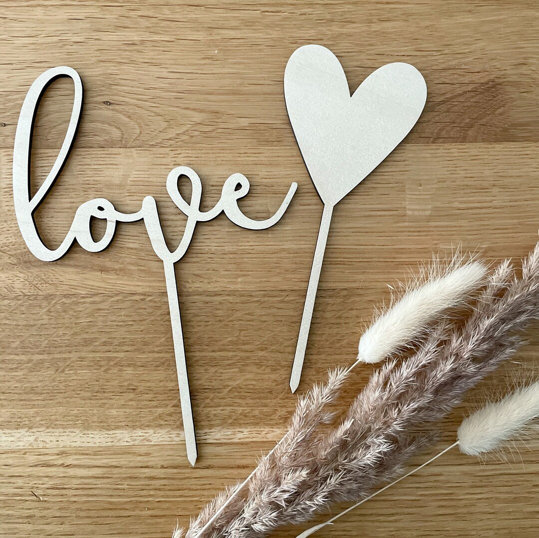 Caketopper, Love, Heart, Cake Plug, Valentine's Day, 3-D Font Wood - Etsy