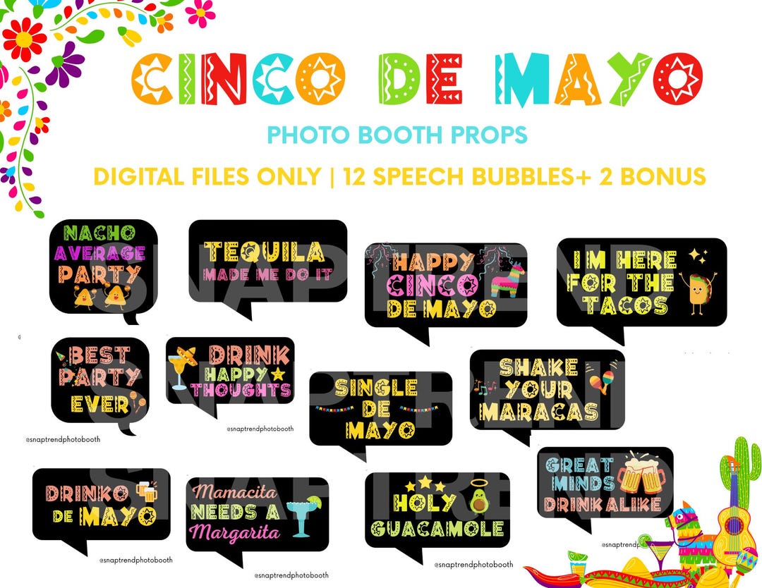 Cinco De Mayo Photo Booth Props (digital Only) - Etsy