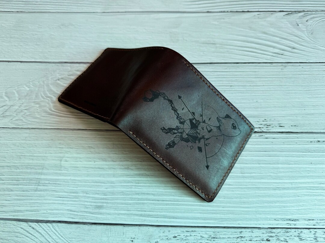Mew Pokemon Leather Bifold Wallet, Custom Engrave Pokemon Gift Ideas ...