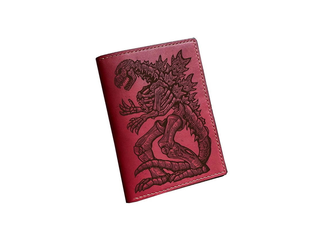 Godzilla Skeleton Leather Passport Wallet, King of Monsters Leather ...