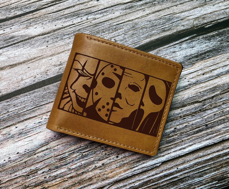 Horror Characters Leather Bifold Wallet, Customized Leather Gift Ideas ...