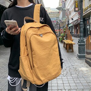 Japanese Vintage Simple Solid Color Canvas Backpack,casual Backpack ...