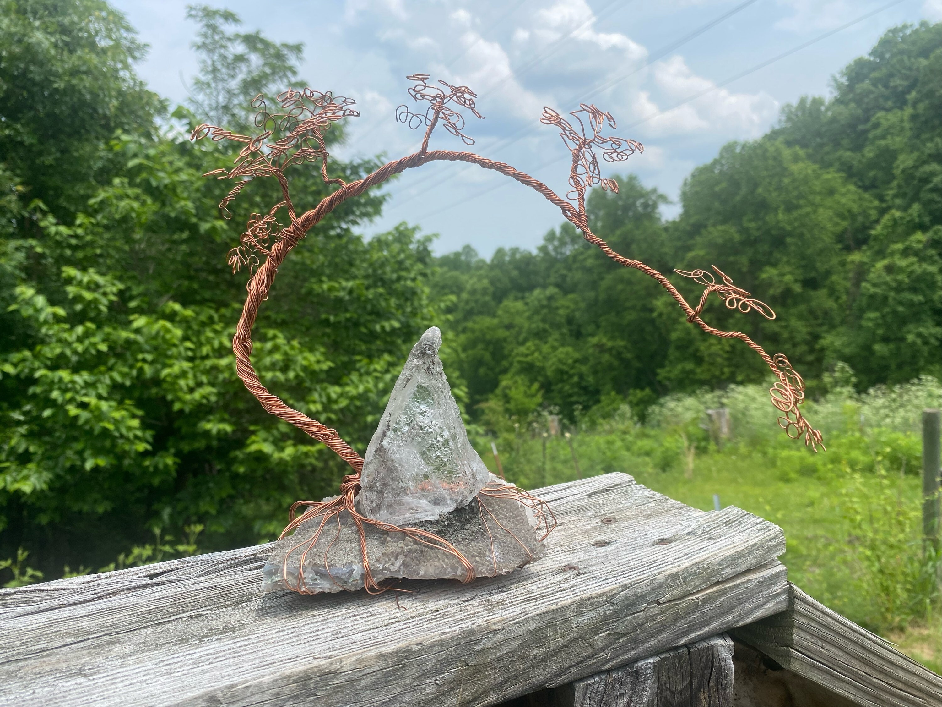Handmade Copper Bonsai Tree on Natural Crystal Base - Etsy