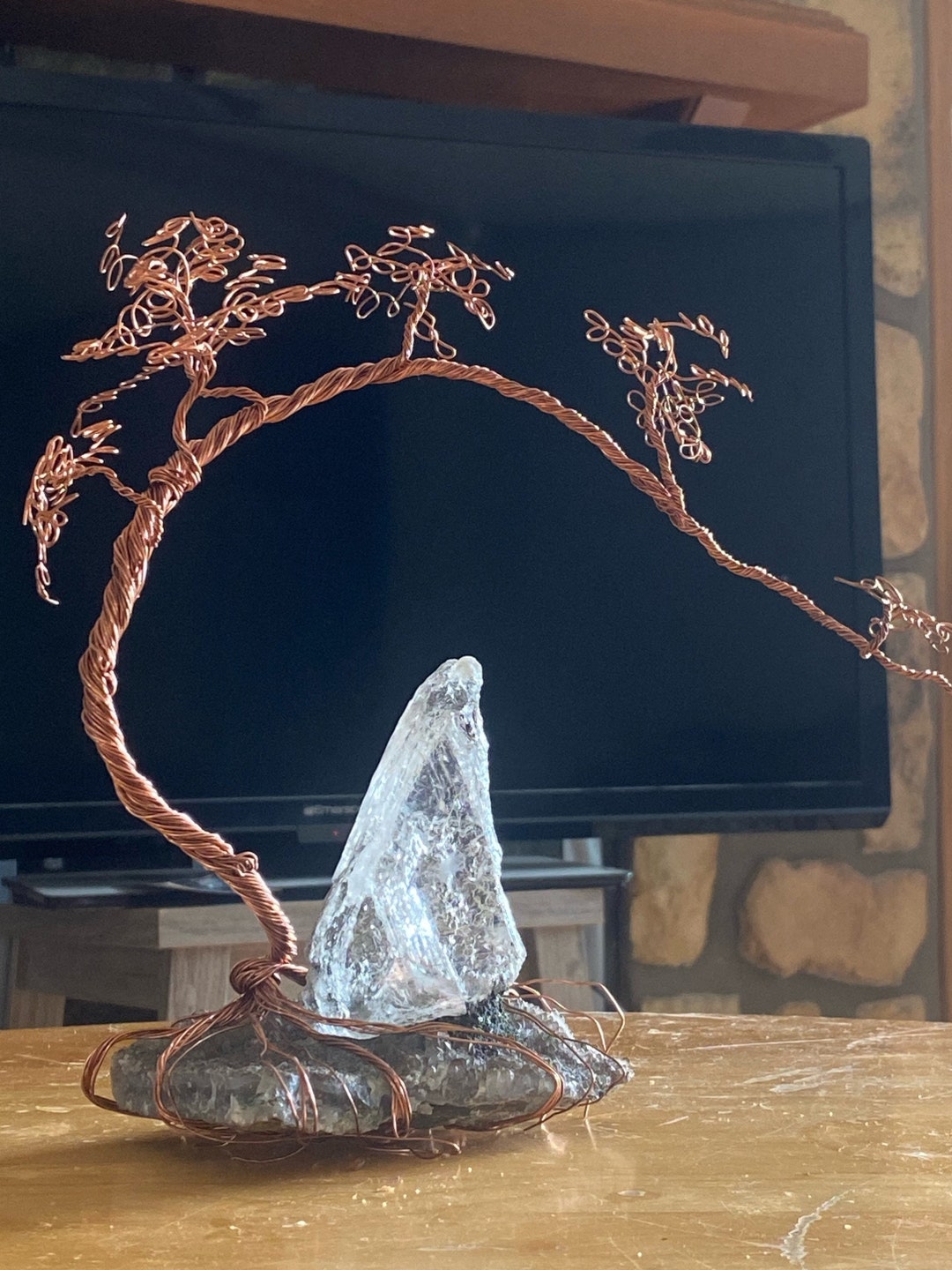 Handmade Copper Bonsai Tree on Natural Crystal Base - Etsy