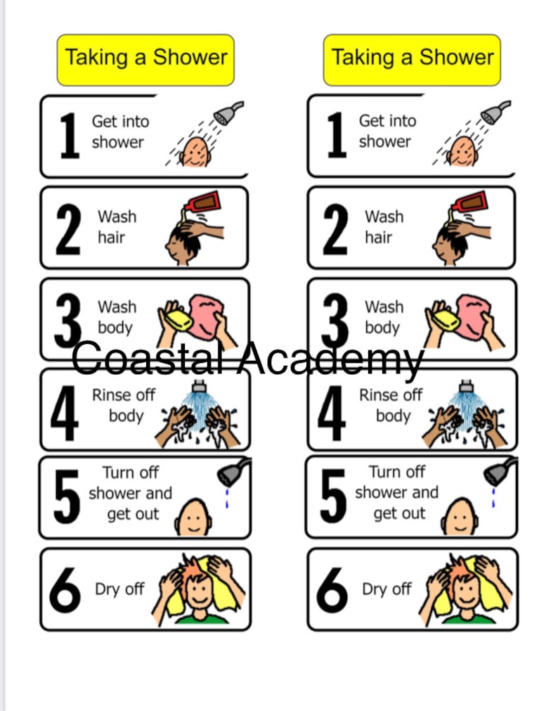 Shower Routine Visual Schedule Digital | Etsy