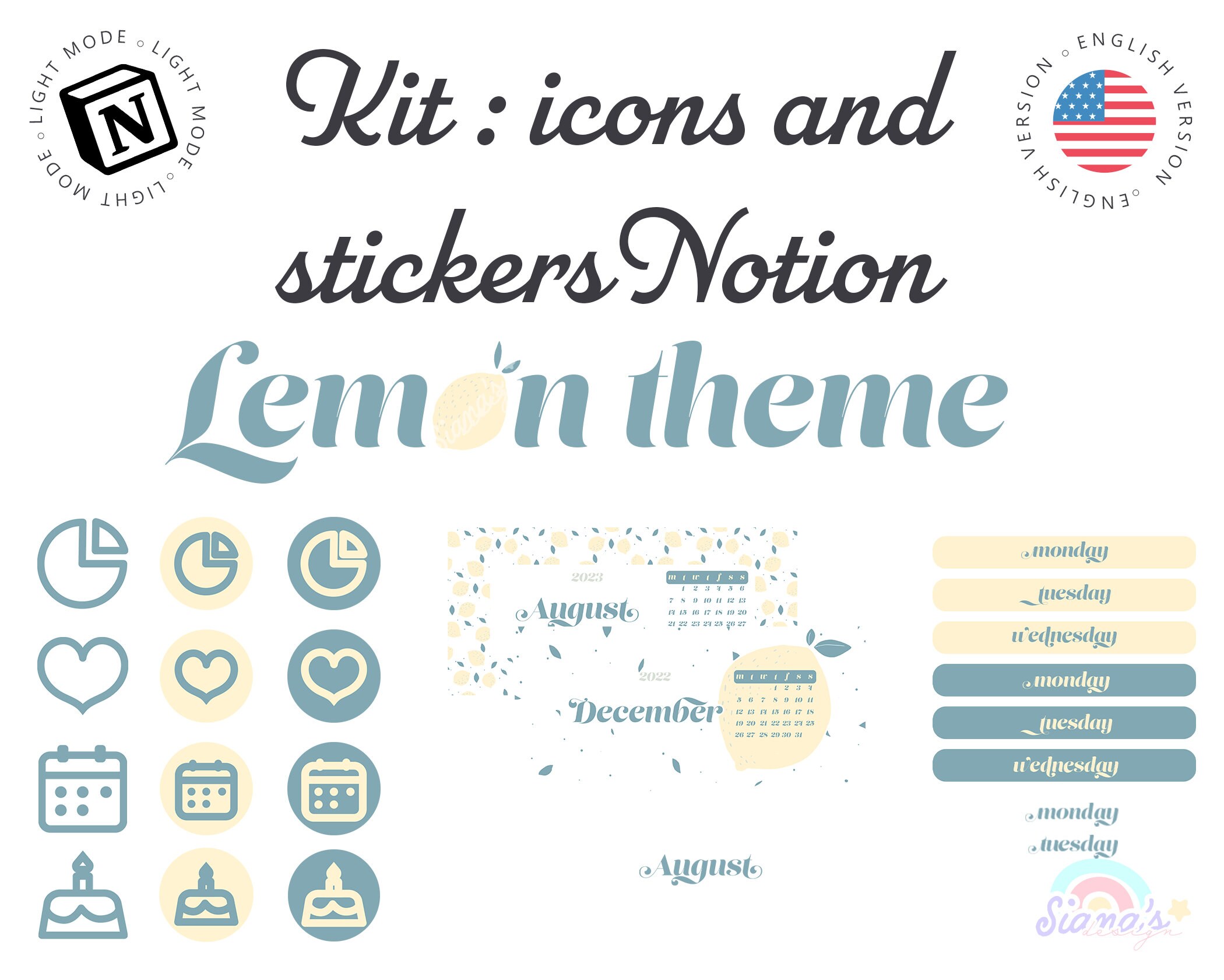 Icons and Stickers for Notion Yellow and Blue to Customize Your Notion ...