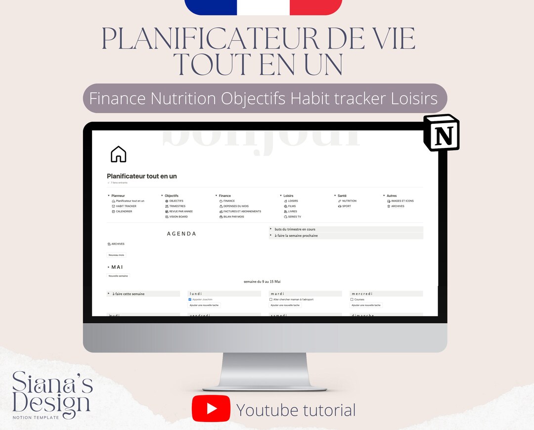 French Digital Daily Life Planner Notion Template to Download ...