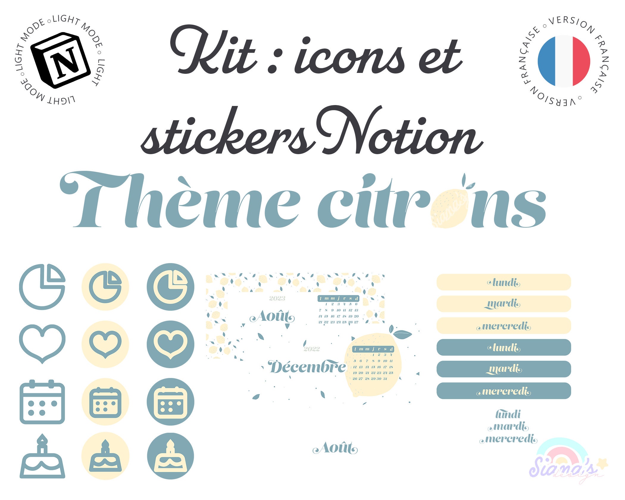 Icons and Stickers for Notion Yellow and Blue to Customize Your Notion ...