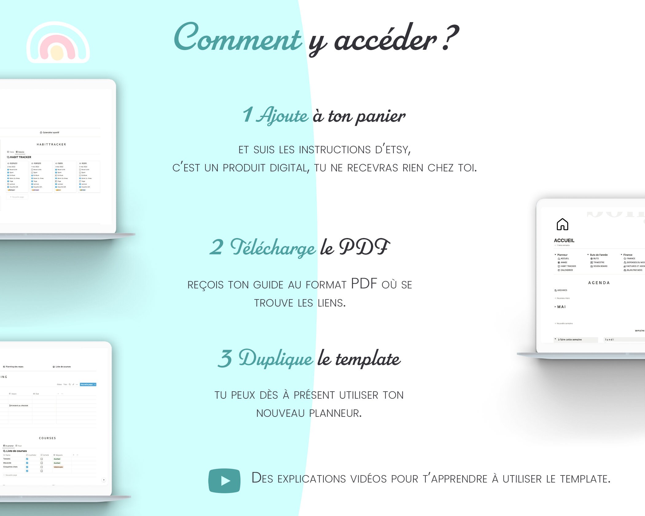 French Digital Daily Life Planner Notion Template to Download - Etsy