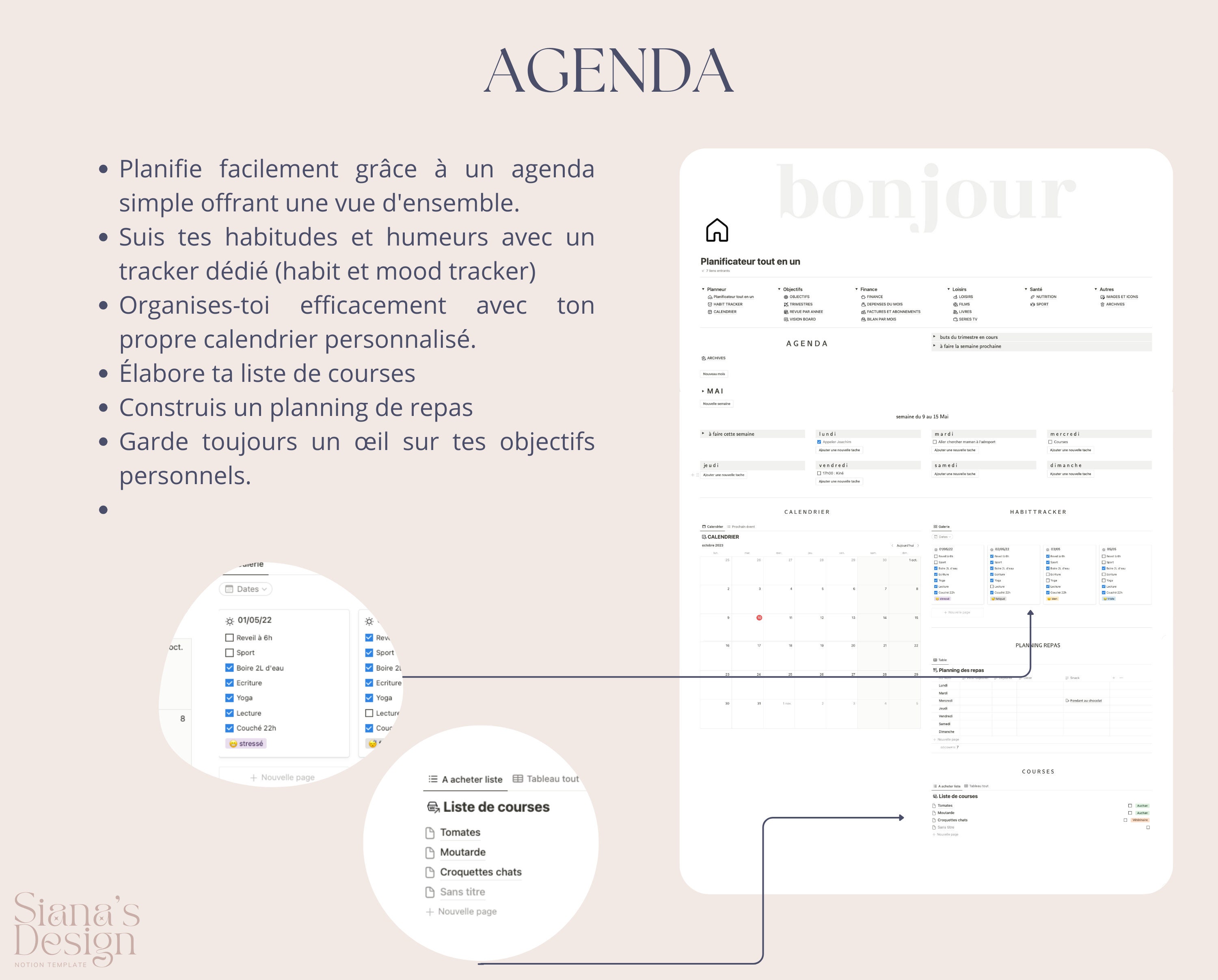 French Digital Daily Life Planner Notion Template to Download ...