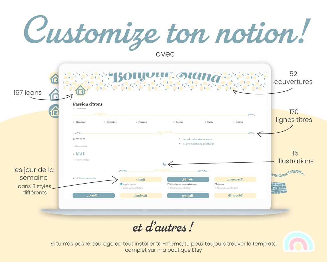 Icons and Stickers for Notion Yellow and Blue to Customize Your Notion ...