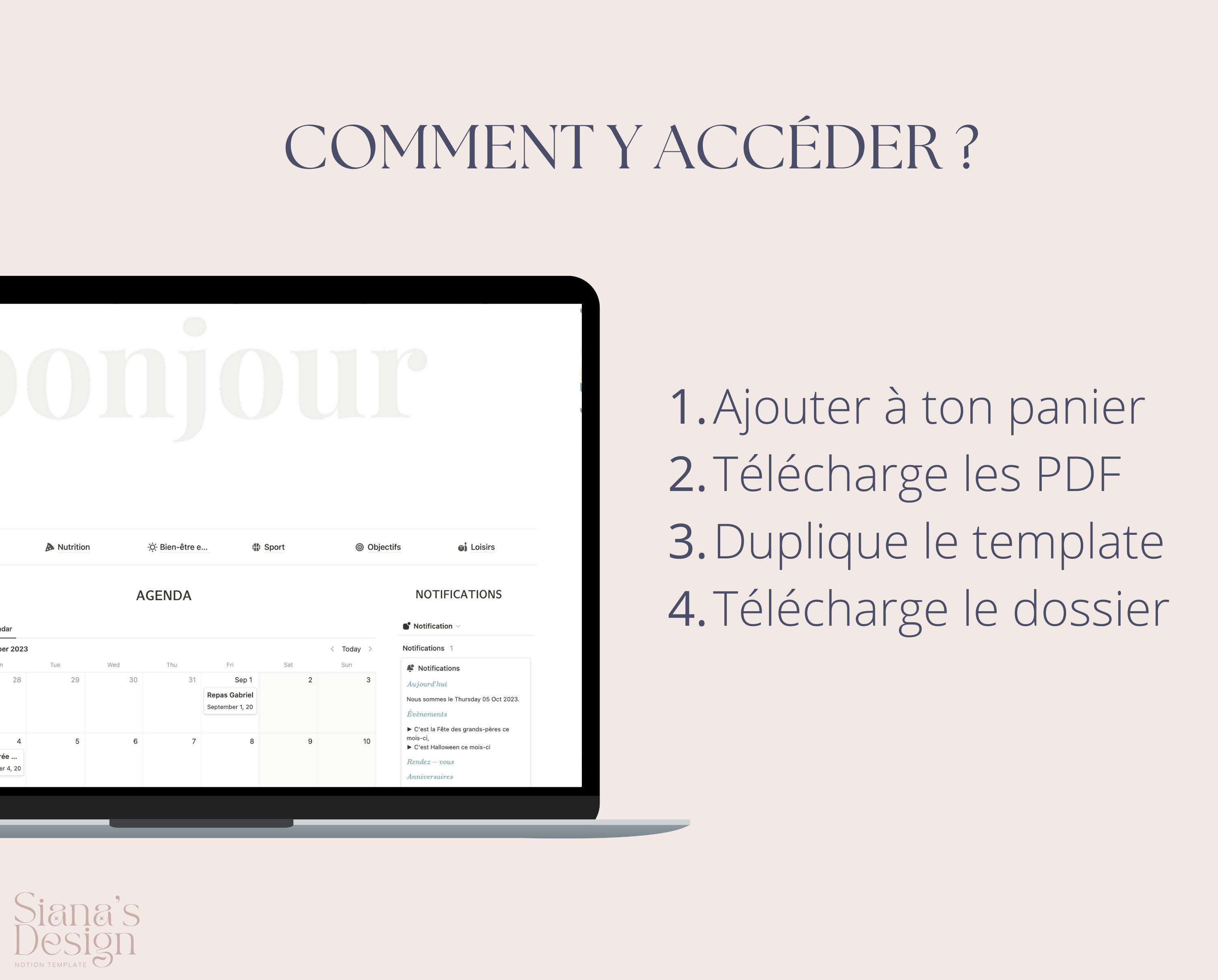 French Digital Daily Life Planner Notion Template to Download ...