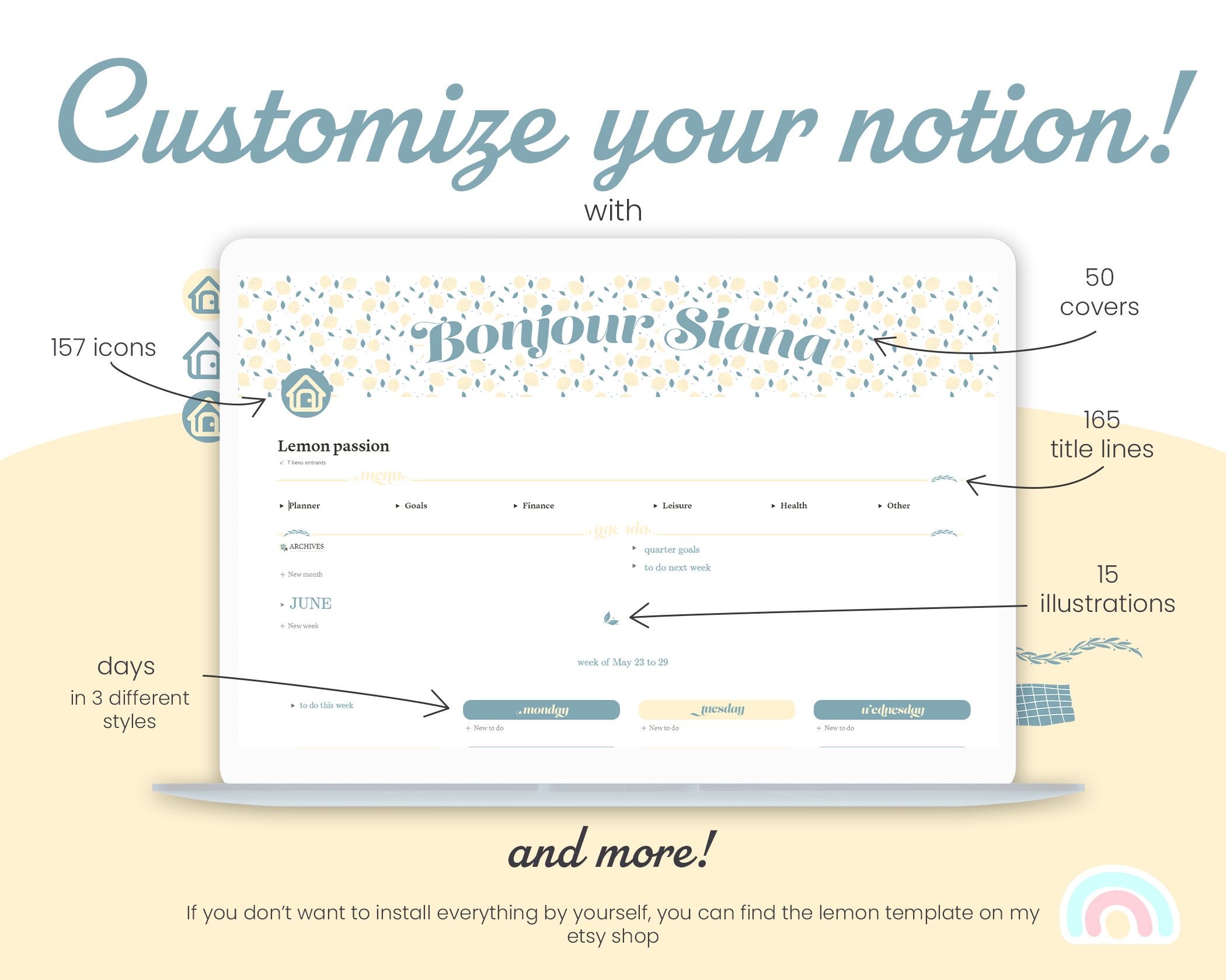 Icons and Stickers for Notion Yellow and Blue to Customize Your Notion ...