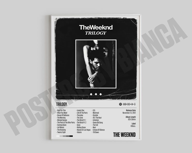The Weeknd Poster Trilogy Poster Trilogy Tracklist Album - Etsy Canada