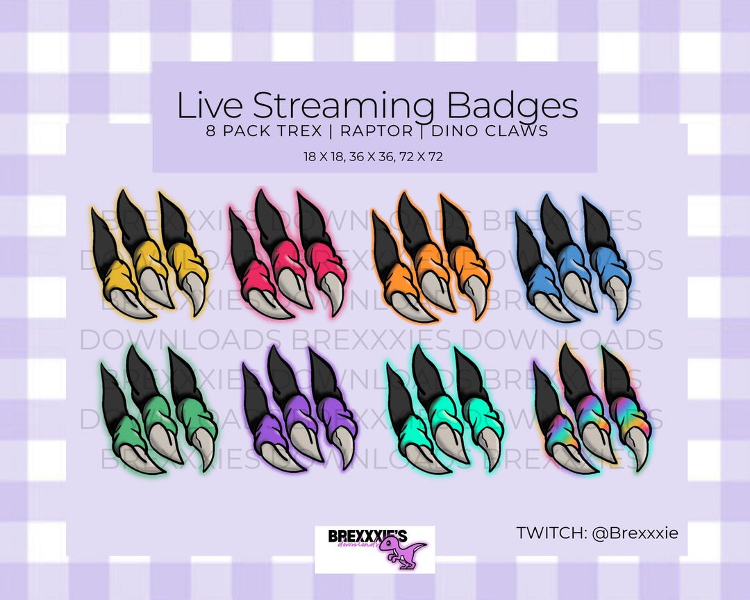 Rainbow Dinosaur | Raptor | T-rex Claw Live Streaming Badges (twitch ...