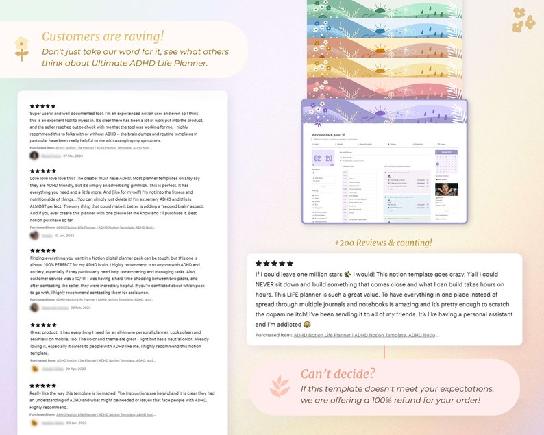 ADHD Notion Life Planner ADHD Notion Template, ADHD Notion, Notion Dashboard, All in One Notion ...