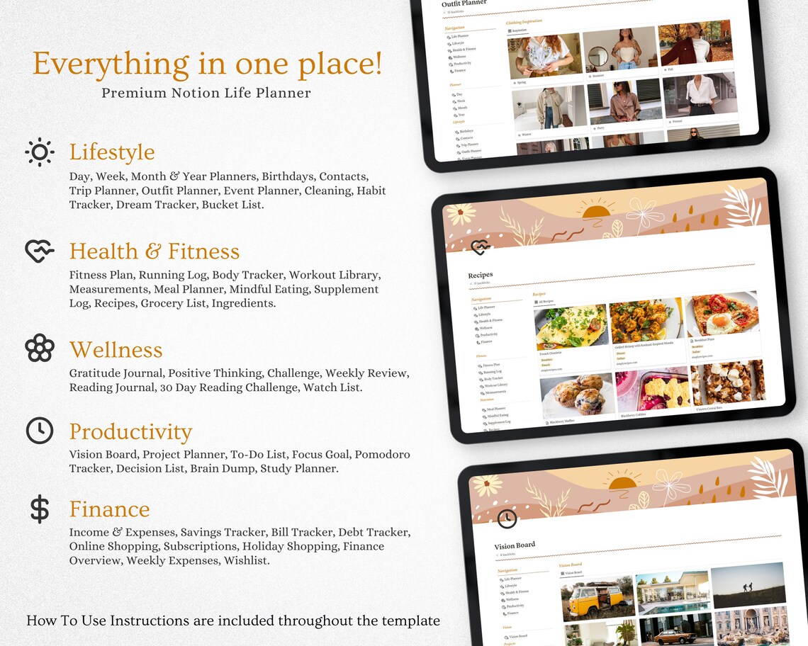 Notion Template Personal Planner Notion Dashboard All in - Etsy