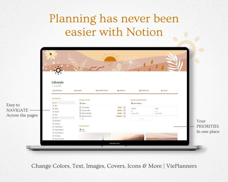 Notion Template Personal Planner Notion Dashboard All in | Etsy