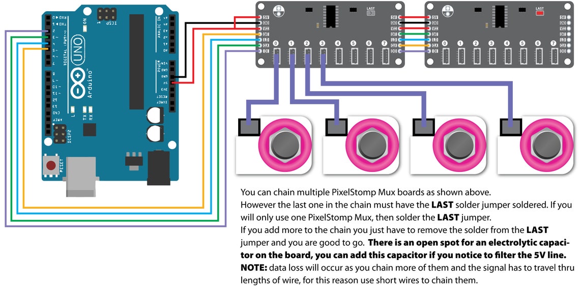 Pixelstomp Mux 8 Channel Multiplexer for Pixelstomp for Arduino/teensy/esp32 - Etsy