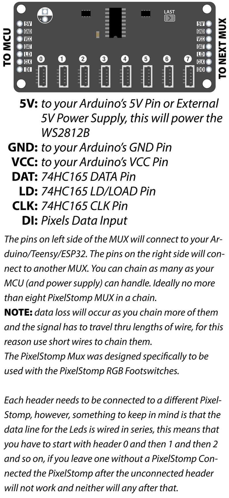 Pixelstomp Mux 8 Channel Multiplexer for Pixelstomp for Arduino/teensy/esp32 - Etsy
