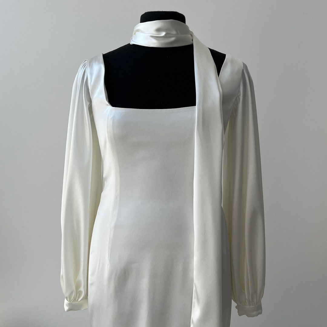 Modest Wedding Dress, Satin Wedding Dress, Minimalist Wedding Dress ...
