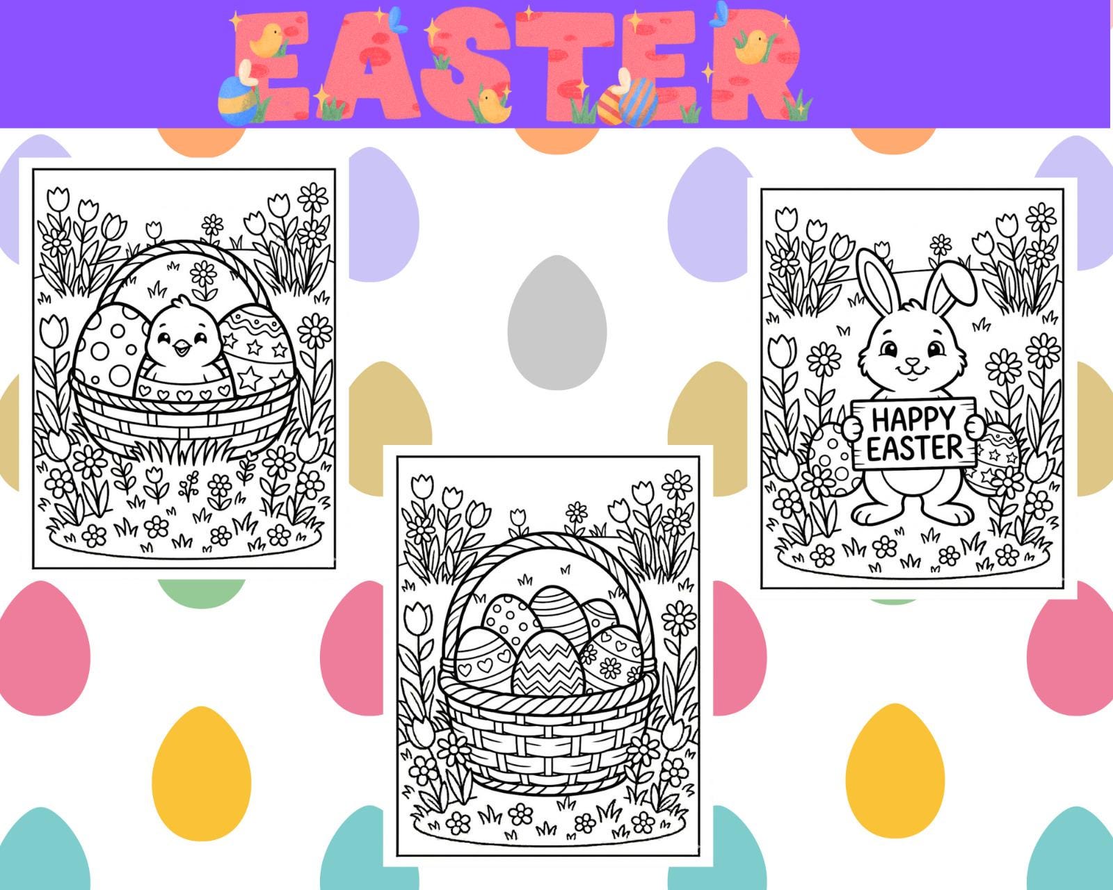 Easter Coloring Book for Kids Printable, Bunny Egg Pages, Preschool ...