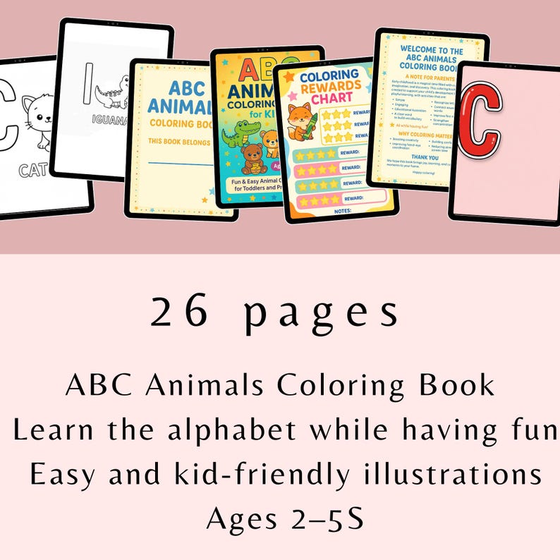 ABC Animals Coloring Book for Kids Ages 2–5 Alphabet Learning Printable ...