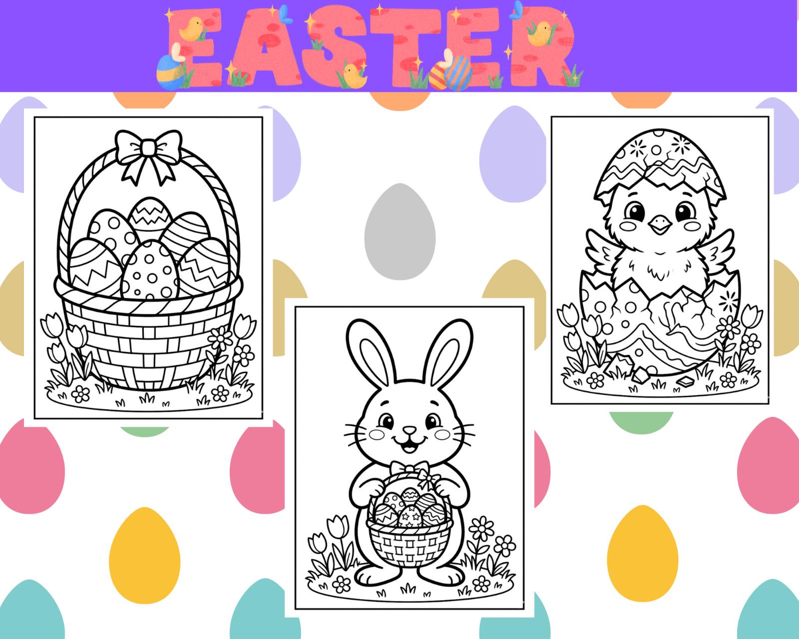 Easter Coloring Book for Kids Printable, Bunny Egg Pages, Preschool ...
