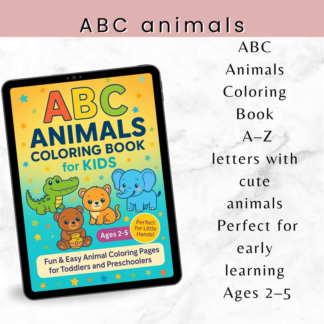 ABC Animals Coloring Book for Kids Ages 2–5 Alphabet Learning Printable ...