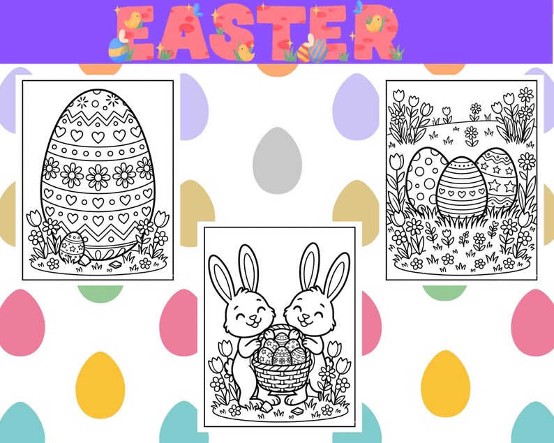 Easter Coloring Book for Kids Printable, Bunny Egg Pages, Preschool ...