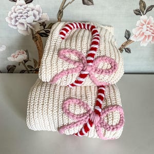Pre-made Hand Embroidered Candy Cane Sweater With Bow - Etsy