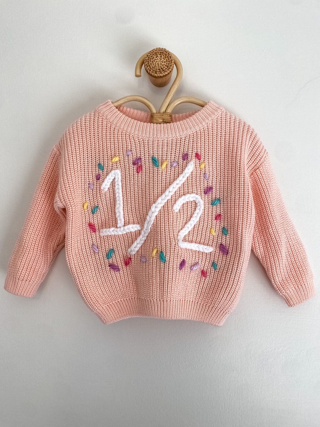 Custom “1/2” Hand Embroidered Sweater - Etsy
