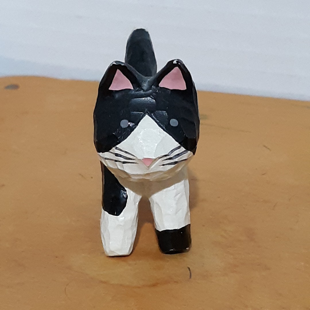 Hallmark CDS Carved Black and White Cat - Etsy