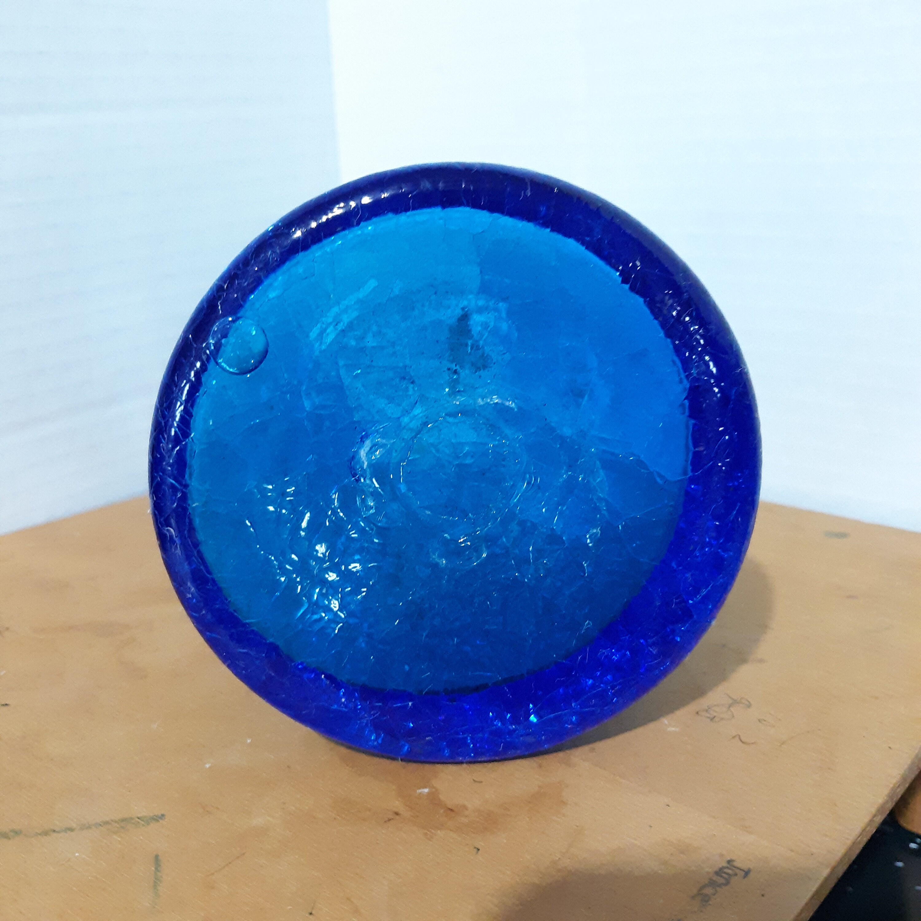 Pilgrim Blue Crackle Glass Pitcher Handblown - Etsy