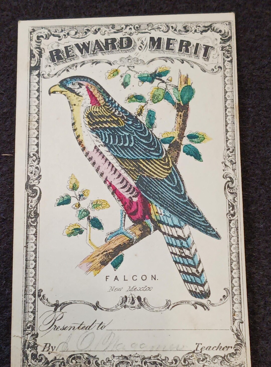 REWARD MERIT CARD Falcon New Mexico - Victorian - Etsy