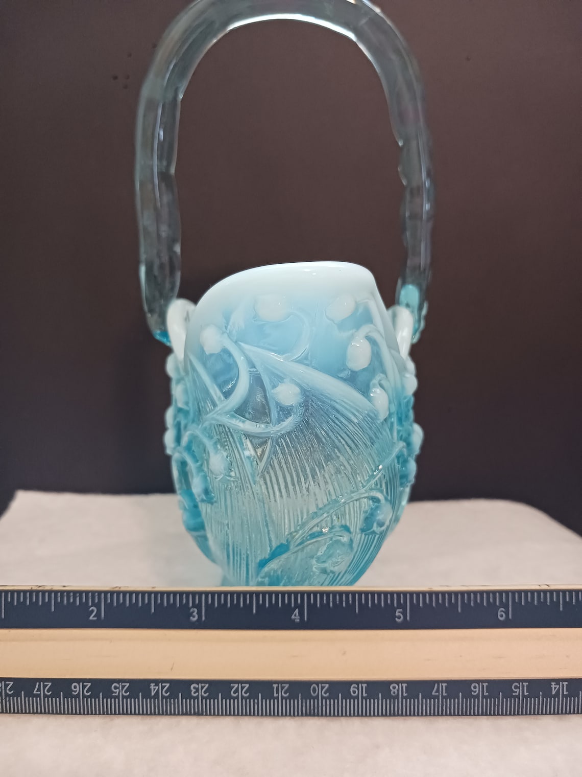 Fenton Blue Opalescent Lily of the Valley Glass Basket - Etsy