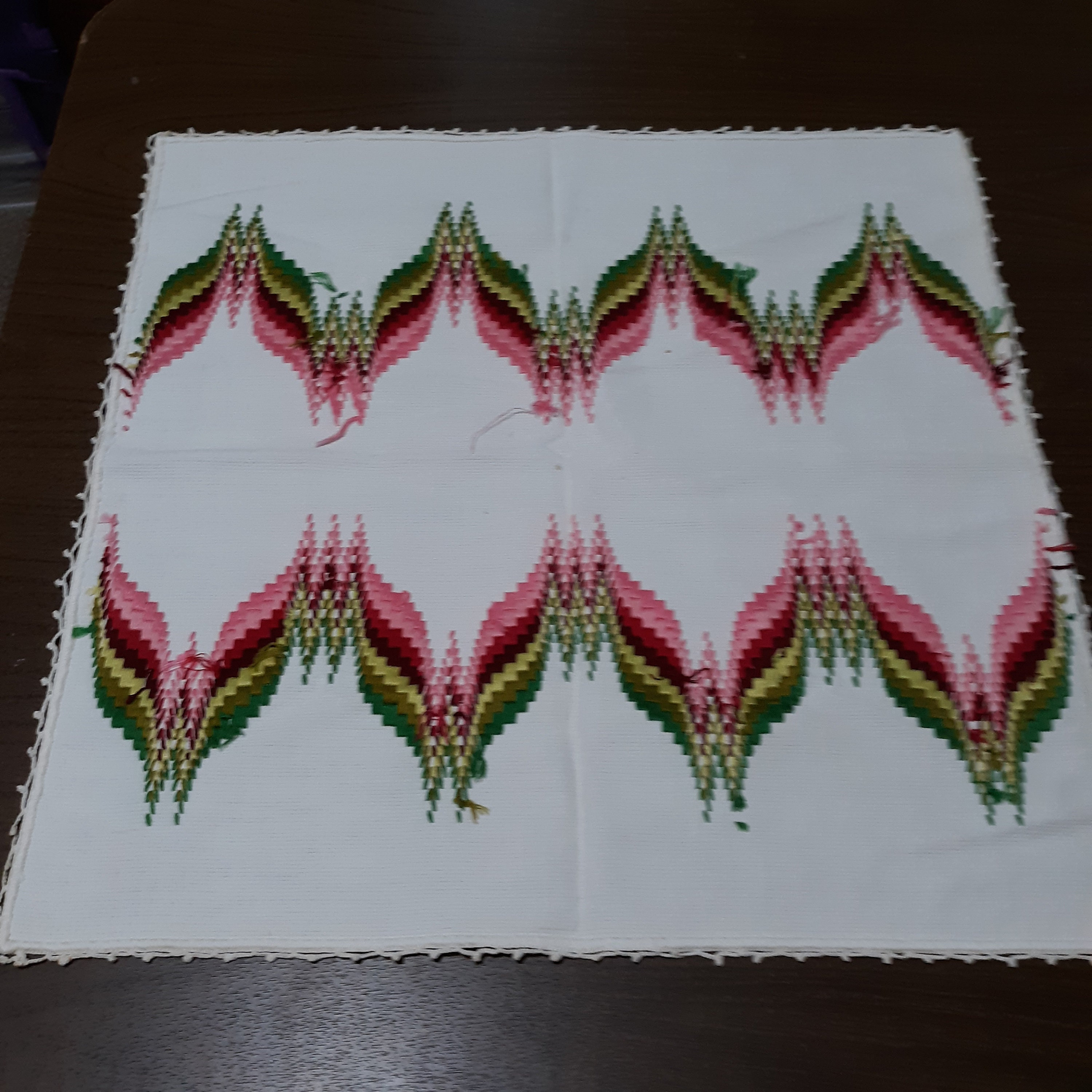 Embroidered Linen With Bold Colors in a Geometric Pattern - Etsy