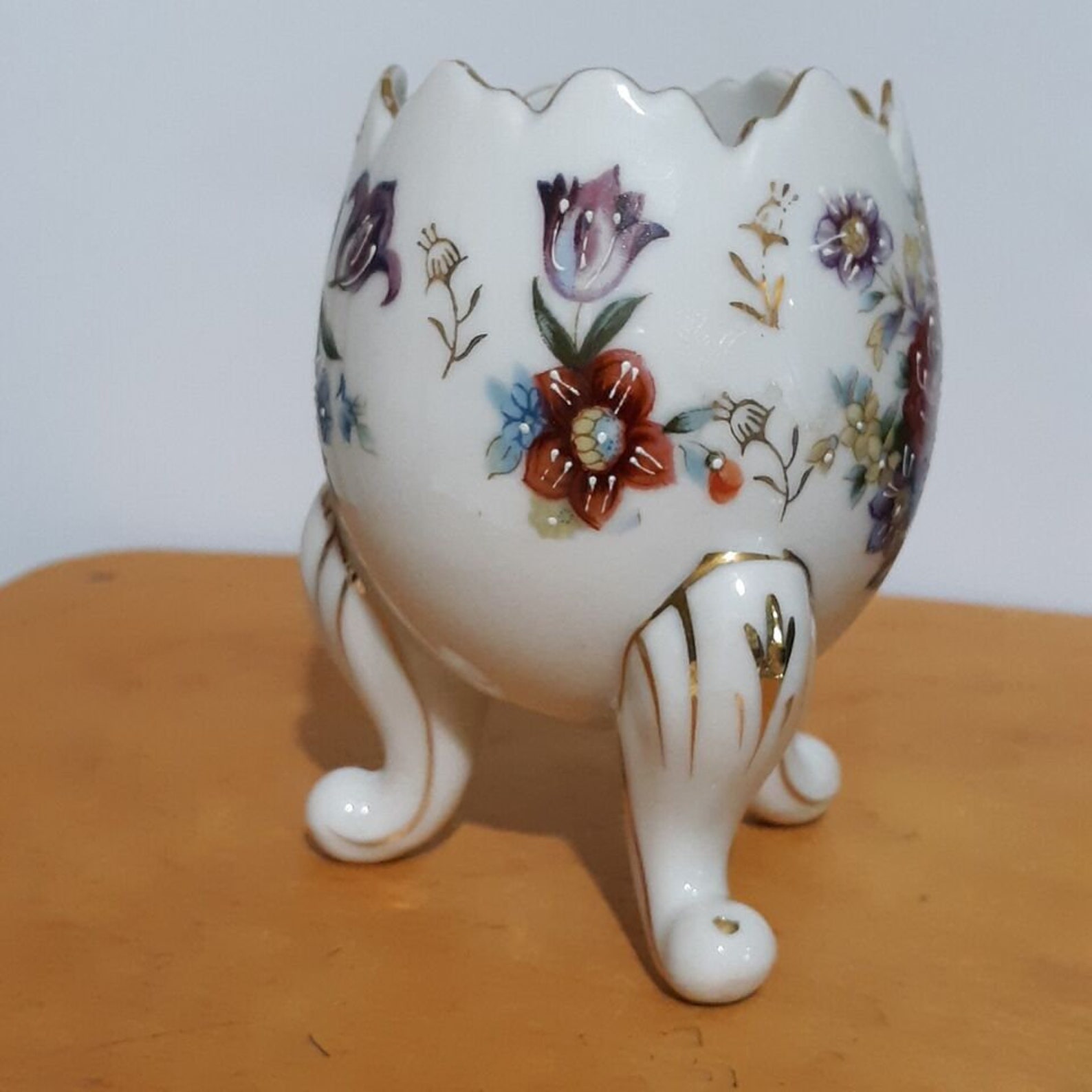 FOOTED EGG CUP Made of Porcelain With Flowers and Gold Trim Just in ...