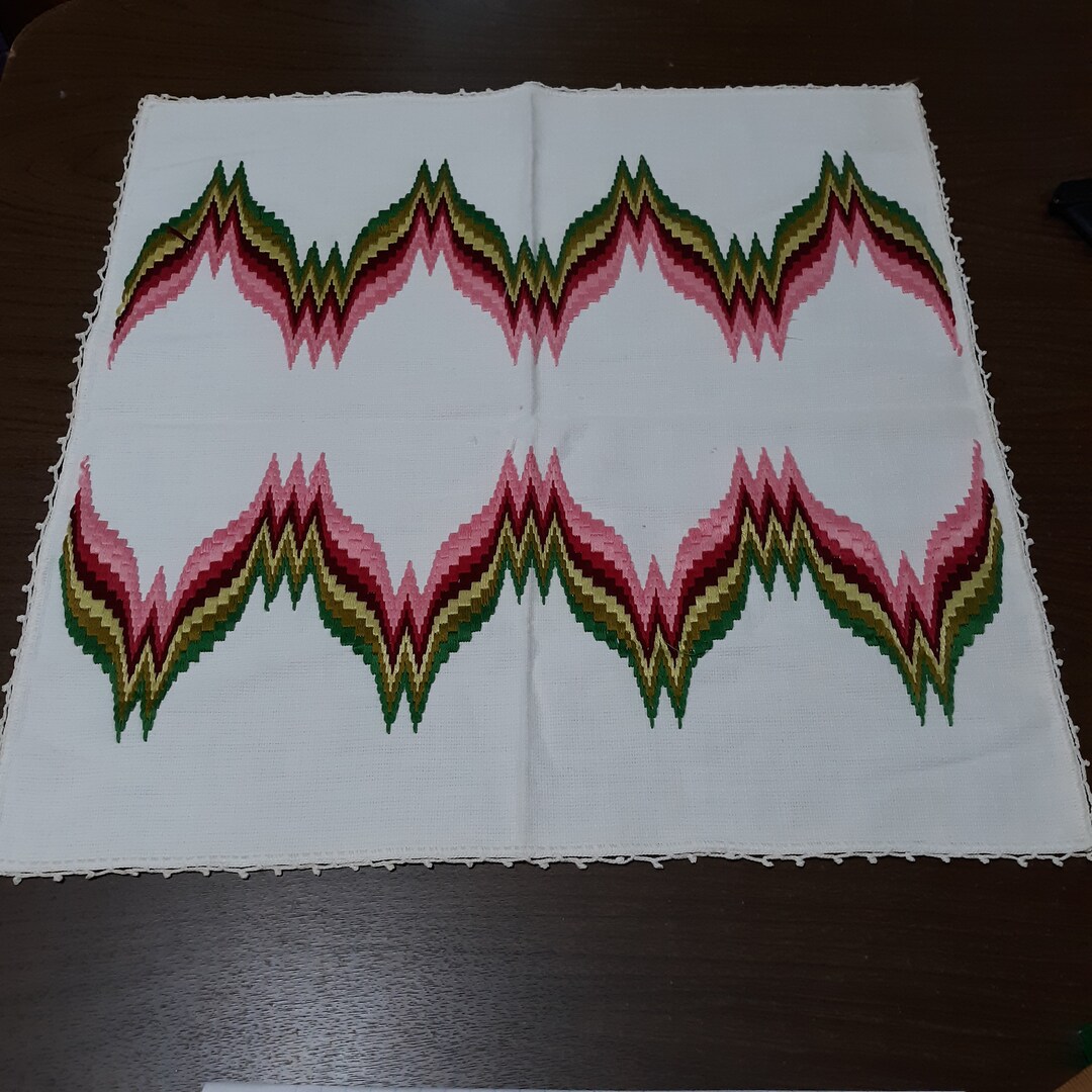 Embroidered Linen With Bold Colors in a Geometric Pattern - Etsy