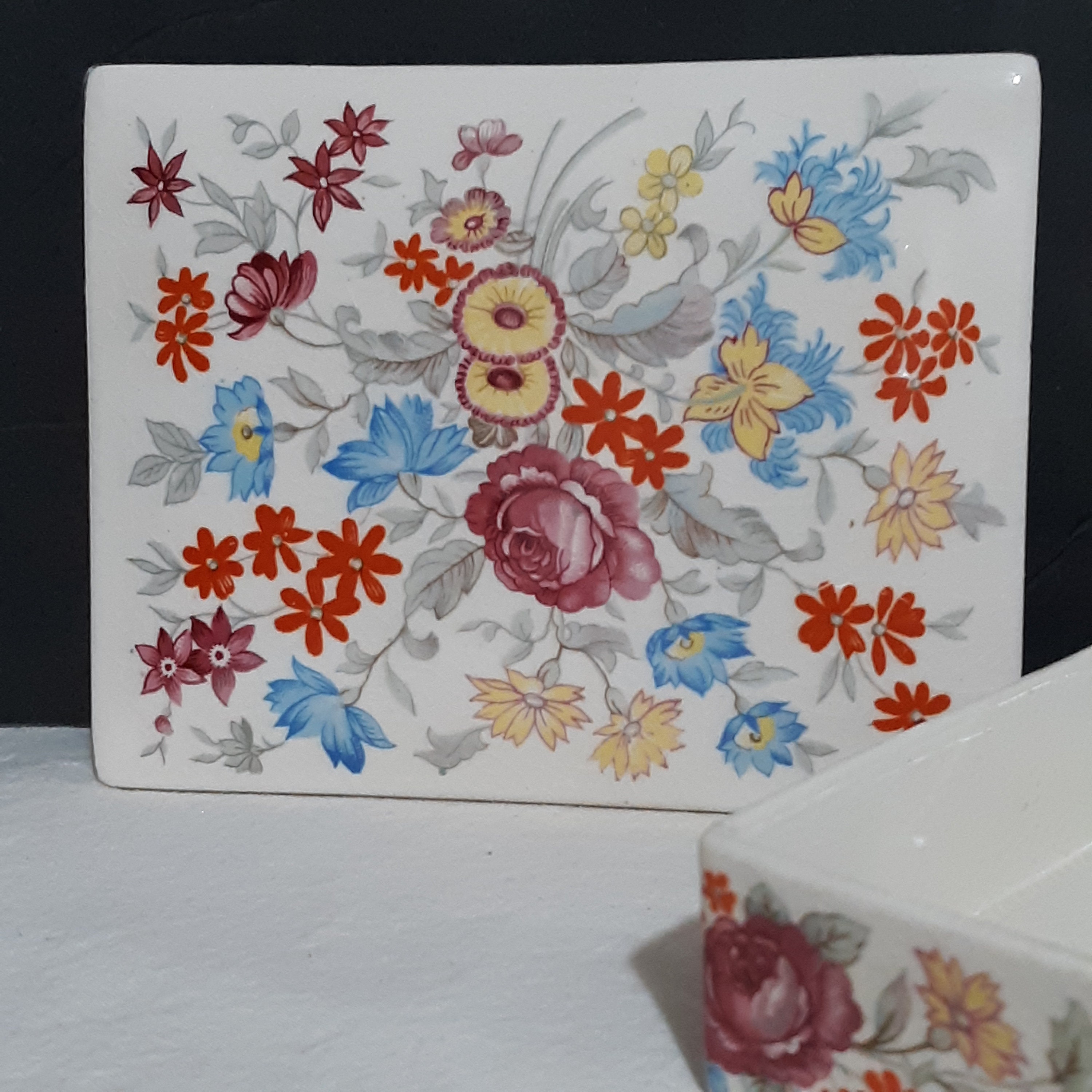 English Ware Floral Square Porcelain Trinket Box Lancaster LTD Manley ...