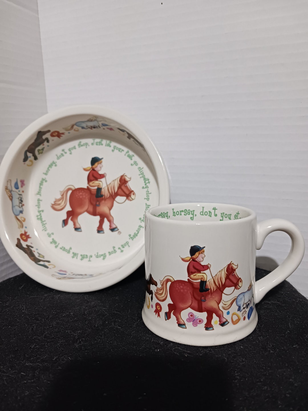 1890 ANDERTON POTTERY ENGLAND Cup and Bowl "horsey, Horsey" - Etsy