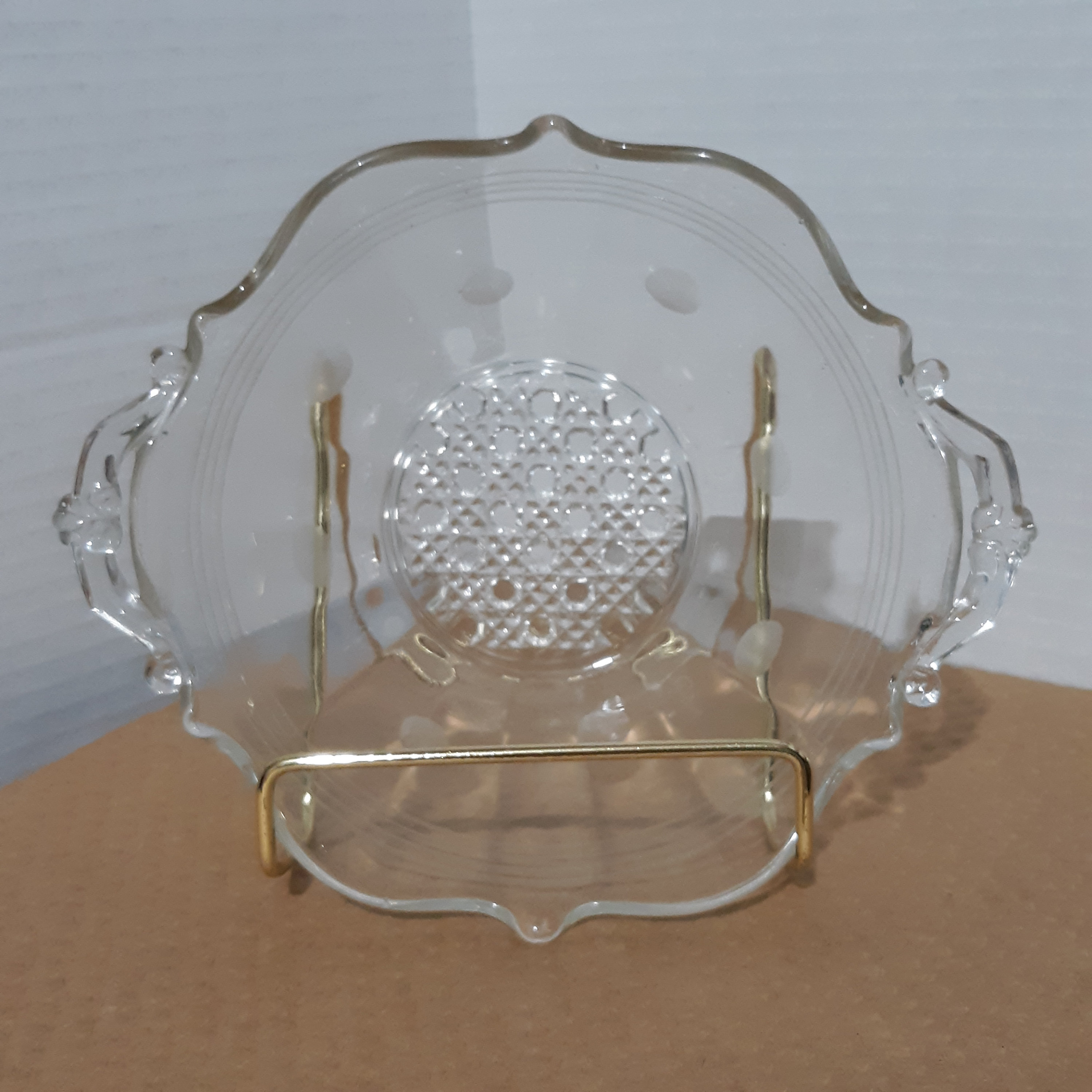 Vintage Clear Glass Candy Dish With Frosted Like Polka Dots - Etsy