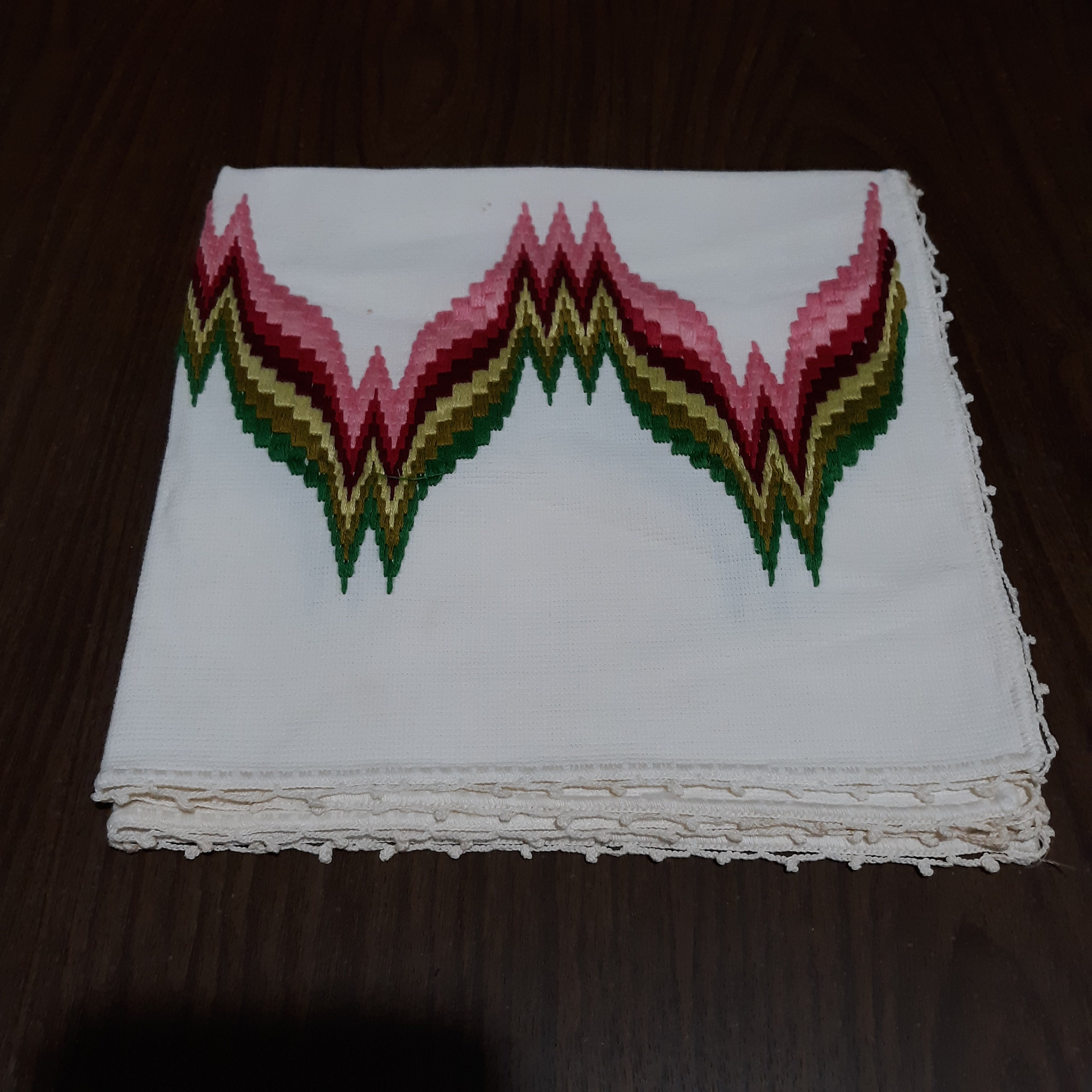 Embroidered Linen With Bold Colors in a Geometric Pattern - Etsy